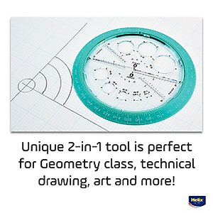 Helix Angle and Circle Maker with Integrated Circle Templates, 360 Degree, 6 Inch / 15cm, Assorted Colors (36002)