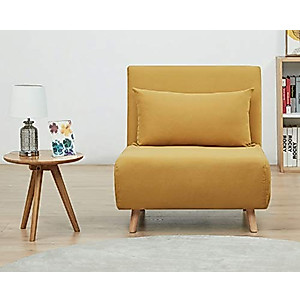 GIA Tri-Fold Convertible Polyester Sofa Bed Chair with Removable Pillow and Legs, Yellow 1 pack