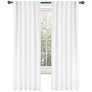 Deconovo Pure White Curtains for Living Room, Back Tab and Rod Pocket Curtain for Bedroom 84 Inches Long, 52x84 Inch, 2 Panels