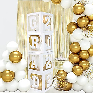 Graduation Decorations Balloon Boxes 2023 - Graduation Party Decorations Class of 2023, 4pcs White Balloons Box with GRAD, 2023,Perfect for High School College Graduation Celebration Party