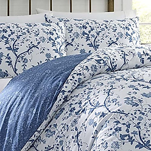 Laura Ashley Home - Elise Collection - Luxury Ultra Soft Comforter, All Season Premium Bedding Set, Stylish Delicate Design for Home Décor, Blue, King