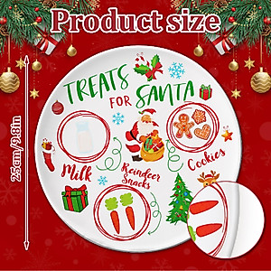 AnyDesign Dear Santa Cookie Plate Round Christmas Plastic Santa Treat Tray Decorative Xmas Eve Treat Serving Boards Cute Plate Platter Mat for Sharing Snack Cookie Milk, 10 Inch
