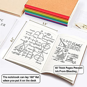 feela 16 Pack Composition Notebooks Bulk, Kraft Cover Lined Blank College Ruled Composition Travel Journals with Rainbow Spines For Women Students Business, 60 Pages, 8.3”x 5.5”, A5, 8 Colors