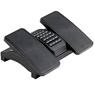 Adjustable Office Footrest for Under Desk Ergonomic Foot Stool Foot Rest Improves Posture and Circulation for Home Office with Massage Roller Non-Slip, Black