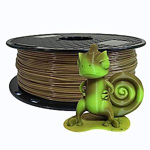 Temperature Color Change Brown to Green PLA Filament 1.75mm 1KG 3D Printer Filament Spool 3D Pen Filament 2.2LBS 3D Printing Material CC3D Heat Color Changing Filament with Temperature
