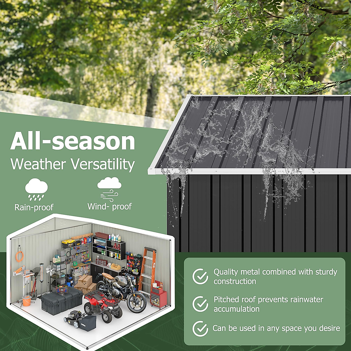 AirWire 10x10 FT Outdoor Storage Shed, Garden Shed with Updated Frame Structure and Lockable Doors, Metal Tool Sheds for Backyard Garden Patio Lawn, Grey