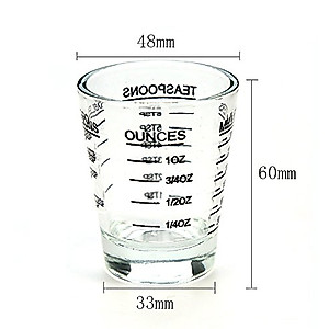 Shot Glasses Measuring cup Liquid Heavy Glass Wine Glass Espresso Shot Glass 26-Incremental Measurement 1oz, 6 Tsp, 2 Tbs, 30ml (2 pack-black 30ml)