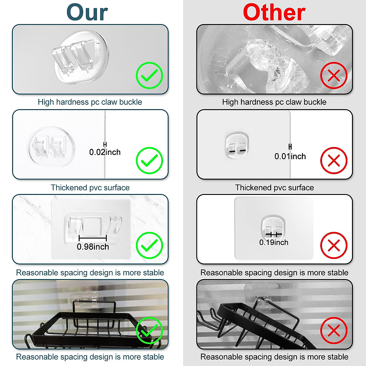 20pcs Shower Caddy Adhesive Replacement, Strong Adhesive for Shower Caddy Sticker, Shower Caddy Adhesive No Drilling for Corner Shelf Basket, Bathroom Storage Shelves, Kitchen Racks and Soap Holder