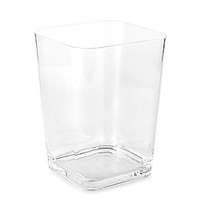 Huang Acrylic Clear Square Wastebasket Trash Can | Garbage Container Bin for Bathrooms, Kitchens, Home Offices | Shatter-Proof, Stylish, Durable and Compact Design