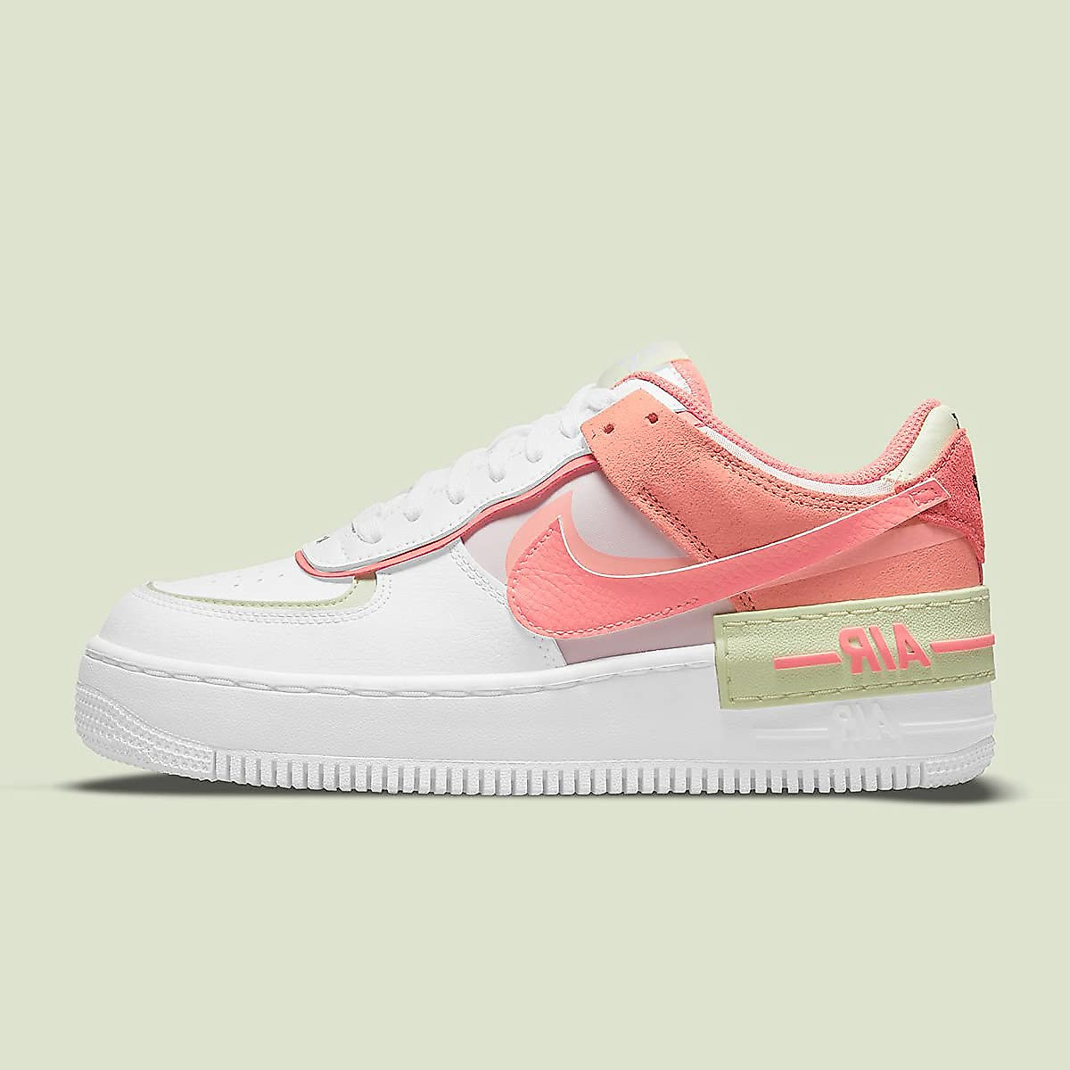 Nike Women's Air Force 1 Shoe, White/Magic Ember/Crimson Bliss/Lime Ice, 9