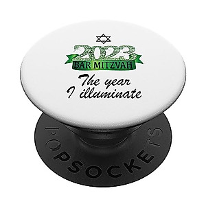 2023 Bar Mitzvah Quote Festive White Green Decor PopSockets Standard PopGrip