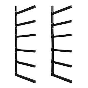 LOCKIETTA 6-Tiered Collapsible Wall Mount Lumber Storage Metal Rack, 6-Level Foldable Heavy Duty Indoor Garage Wood organizer, Outdoor Adjustable Steel Multipurpose Workshop Shelf, Holds up to 600Lbs