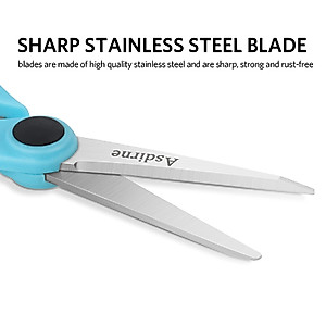 Asdirne 5” Detail Scissors, Embroidery Scissors with Sharp Stainless Steel Blade and Soft Handles, Great for Sewing, Craft, Office and School, 3 Pcs, Blue/Black