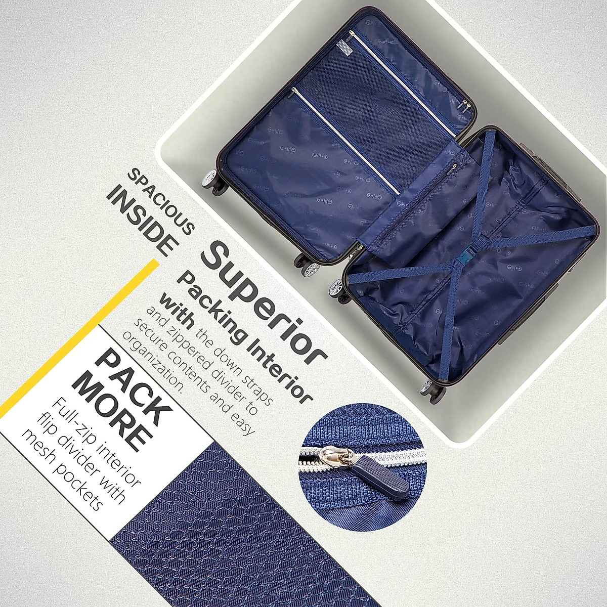 Coolife Luggage Expandable(only 28") Suitcase PC+ABS Spinner 20in 24in 28in Carry on (orange new, S(20in)_carry on)