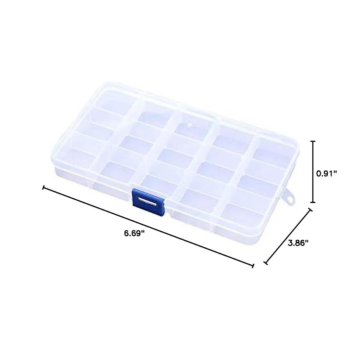 WOIWO Plastic Jewelry Box Organizer Storage Container with Adjustable Divider Removable Grid Compartment (15 Grids)