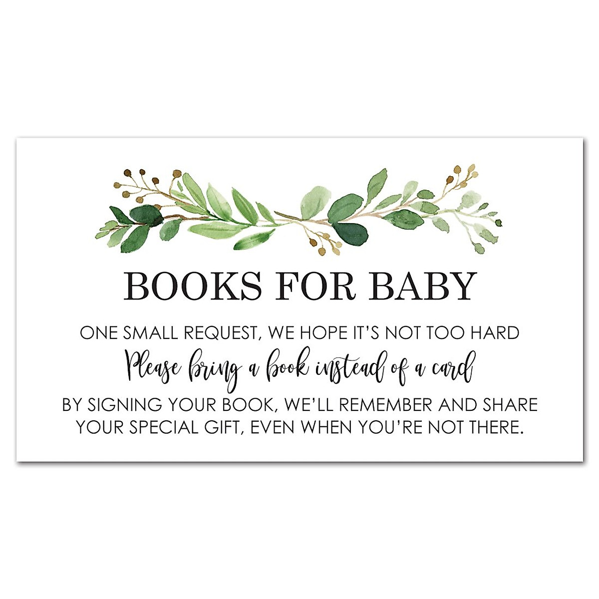 InvitationHouse 48 cnt Greenery Baby Shower Book Request Cards