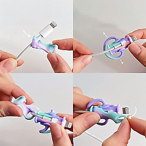 LUOCY 2 in 1 Data Cable Protector, 1/11Pcs Cute Silicone Data Cable Winder, Mini Data Cable Protective Cover, Phone Charger Data Cable Anti-Break Protection Storage Tool (G)