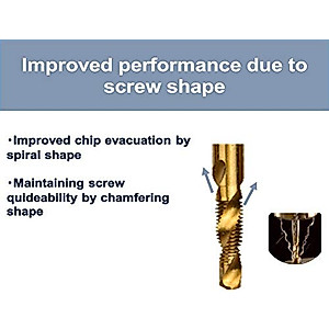 aiyun 6 Pack Titanium Combination Drill Tap Bits Set M3-M10 Metric Drill and Tap Set