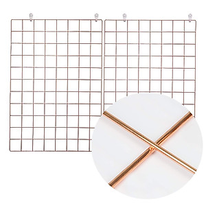 GBYAN Wall Grid 2 Pack Wire Photo Grid Panels Metal Picture Rack Wall Organizer for Memo, Photo Display, 25.6" x17.7 Each Grid Panel