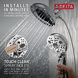 Delta Faucet 5-Spray In2ition Dual Shower Head with HandHeld Spray, H2Okinetic Chrome Shower Head with Hose, Showerheads, Handheld Shower Heads, Magnetic Docking, Chrome 58480-25-PK
