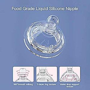 POTATO Glass Baby Bottles, Anti-Colic Breastfeeding Bottles with Fast Flow Nipple, Suitable for Babies 6-12 Months, 2 Replaceable Nipples, 8 oz, Green