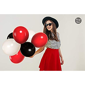 100 Red Black and White Balloons - Small & Large Red and Black Balloons Party Decorations Supplies Pack for Deadpool Birthday, Lumberjack Baby Shower, Graduation, Pirate, Ladybug, Race Car, Poker…