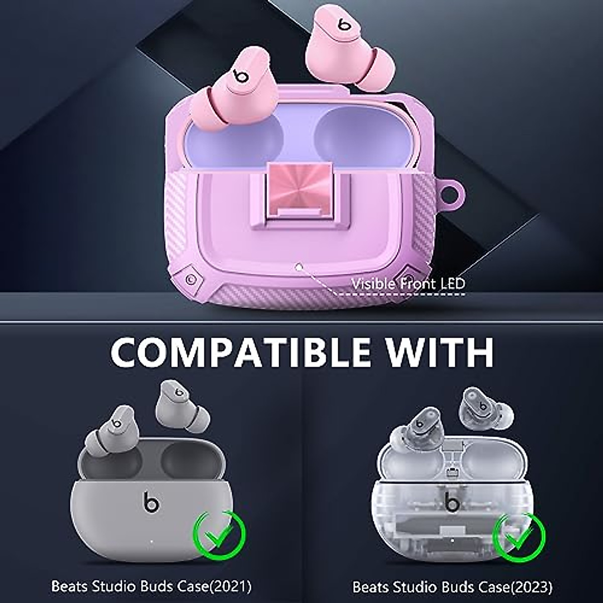 [Upgrade Secure Lock] Beats Studio Buds Case(2021)/Beats Studio Buds+Case(2023), TPU Anti-Lost Protective Case Cover for Beats Studio Buds Plus with Accessories Keychain/Cleaning Pen/Lanyard