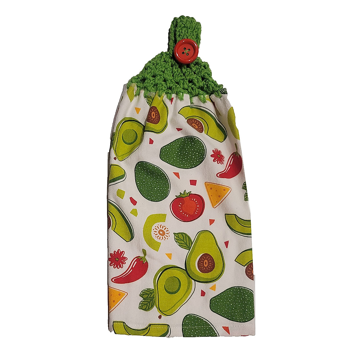 Handcrafted Spring Green Crochet Topped Guac World Kitchen Towel
