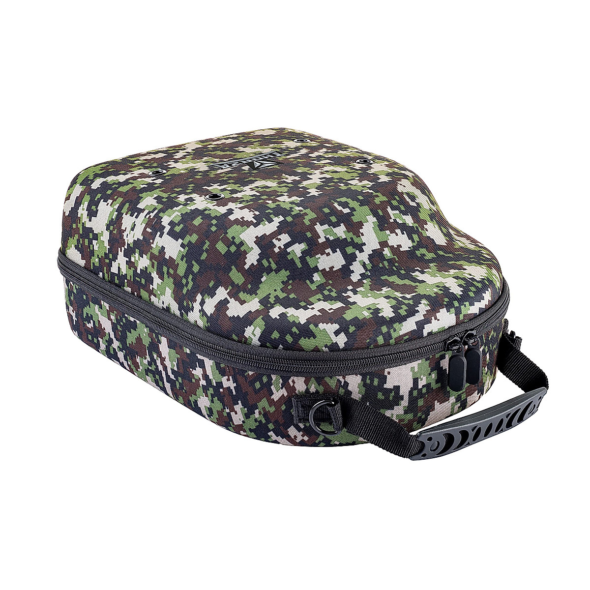 Thorza 6 Hat Travel Case for Baseball Caps, Trucker, and Flat Brim Hats - Hard Side Storage and Protection Case - Dust Proof Carrier with Carry Handle and Shoulder Strap - Camouflage