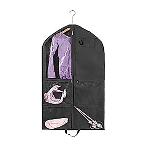 Waterproof Hanging Garment Bag,40 inch Garment Bags for Hanging Clothes,Garment Bags for Travel Storage,Dance Clothes Bag,Kids Garment Bag for Dance Costumes,Sports,Skating,Theatre,Beauty Pageants (Black)