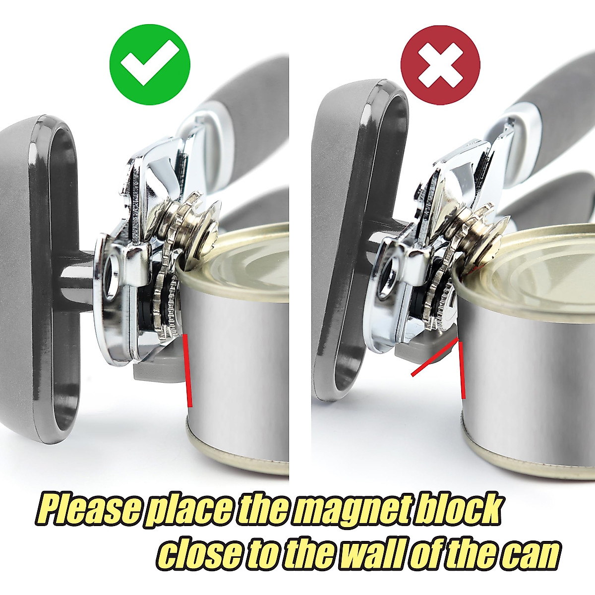 SPIDER GRIP Can Opener, No-Trouble-Lid-Lift Manual Handheld Can Opener with Magnet, Smooth Edge Safe Cut for Beer/Tin/Bottle, Big Turning Knob Anti-Slip Handle Good for Seniors with Arthritis