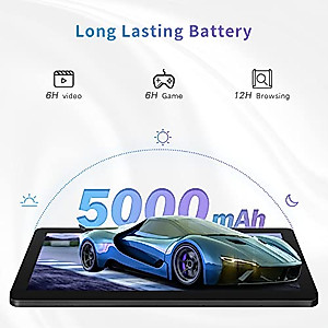 qunyiCO Android 11 Tablet 10 inch Y10 (10.1''), 2GB RAM 32GB Storage, 2MP+8MP Dual Camera, Quad-Core Processor, 1280x800 IPS HD Display Screen, Wi-Fi Bluetooth 5000mAh, GMS Certified Black