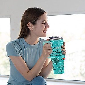 Nurse Gifts for Women Men, 40oz Nursing Tumbler with Nurse Daily Affirmations, Nurses Appreciation Gift, LPN RN Gift for Nurses Practitioner, Nursing Gifts for Birthday School Graduate Christmas