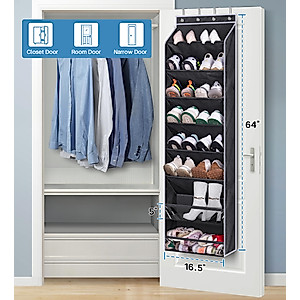 KEETDY Over the Door Shoe Rack for Door Fit 20 Pairs Sneakers Large Hanging Shoe Organizer for Closet Door Storage Boots, Black