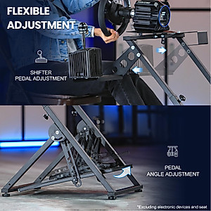 Marada Racing Steering Wheel Stand X Frame Compatible for G29,G920,T300RS,T150 New Upgrade Racing Simulator Cockpit Foldable Adjustable Wheel, Shifter,Pedals and Handbrake NOT Included