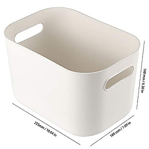 ZEONHAK 6 Pack White Storage Bin with Handles, White Organizer Bins, White Plastic Storage Bins for Organization and Storage