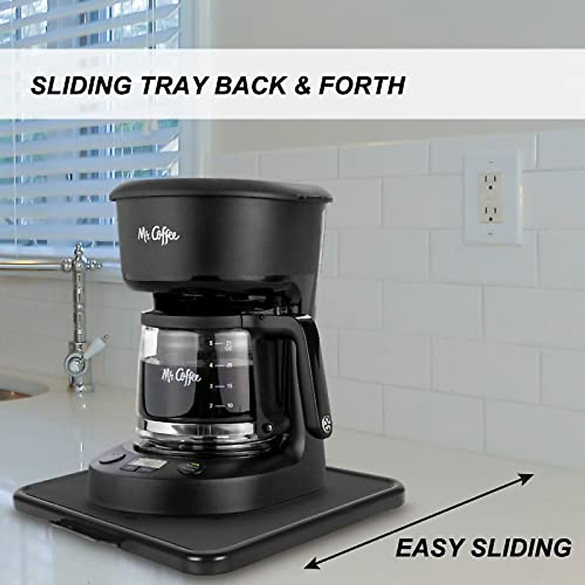 Kitchen Appliance Sliding Tray - Coffee Maker Sliding Caddy with Rolling Wheels Under Cabinet Countertop Storage Organizer Moving Slider Extra Wide for Kitchenaid Stand Mixer Air Fryer Toaster Blender