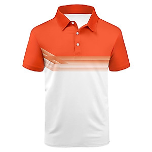 V VALANCH Mens Polo Shirts Short Sleeve Moisture Wicking Golf Tennis Polo Casual Shirts Orange,XL