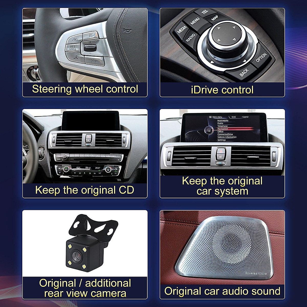 Car Entertainment Multimedia Stereo Radio 10.25 inch IPS Screen Qualcomm 8 Core 4+64GB Car Play Android Auto for BMW X5 X6 X5M X6M E70 E71 (2011-2013) Original CIC System Support Spilt Screen