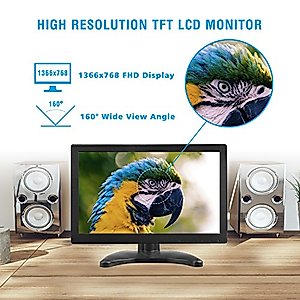 Topiacam 12 Inch Small HDMI Monitor, 1366x768 Portable Mini Computer Monitor Security Camera Monitor Screen LCD Display w/Speaker, HDMI VGA AV Port for PC Security CCTV System Raspberry Pi