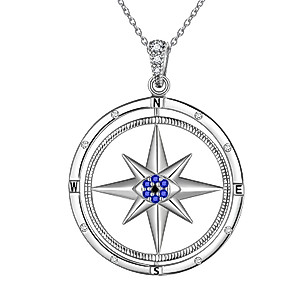 Jewmon Rotate Compass Necklace 2024 Graduation Gifts for Her 925 Sterling Silver Friendship Travel Necklace Opal Compass Charm Necklace High School College Students Graduation Necklace for Her FP222W