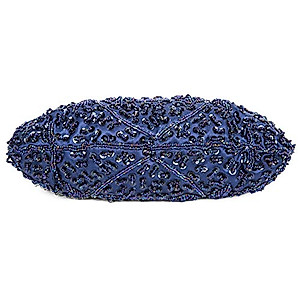 LIFEWISH Women's Evening Bag Beaded Sequin Design Metal Frame Kissing Lock Satin Interior Evening Clutch