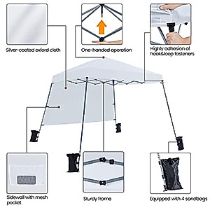 Yaheetech Pop Up Canopy Tent with Backpack, 10 x 10 Base Portable Easy One Person Set-up Folding Shelter Compact Slant Leg Lightweight Canopy, White