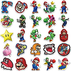 100Pcs The Super Mario Bros Movie Stickers Pack Mario Kids Stickers Cute Cartoon Characters Game Stickers for Kids Teens Adults Waterproof Vinyl Kawaii Stickers for Water Bottle Laptop Luggage (Mario100)