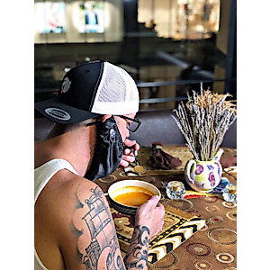 Beard Gains Beard Bandana - Mens Bedtime Bib Made In USA - Adjustable Facial Hair Apron Guard Bonnet Rag (Short String Over Ear)