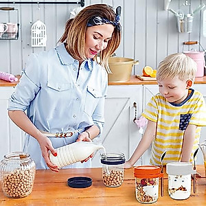 6 Pack Overnight Oats Jars with Lids and Spoons, 16 oz Glass Bottles Containers Large Capacity Yogurt Containers Airtight Jars for Milk, Cereal Storage Jars with Lids for Oatmeal Container to go