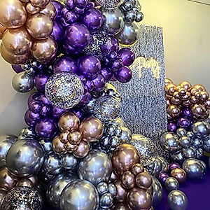 Metallic Silver Balloon Garland Arch Kit 100 Pack 18/12/10/5 Inch Latex Party Balloons Different Sizes Confetti Balloons Chrome Balloon for Engagement Wedding Graduation Christmas Party Decorations