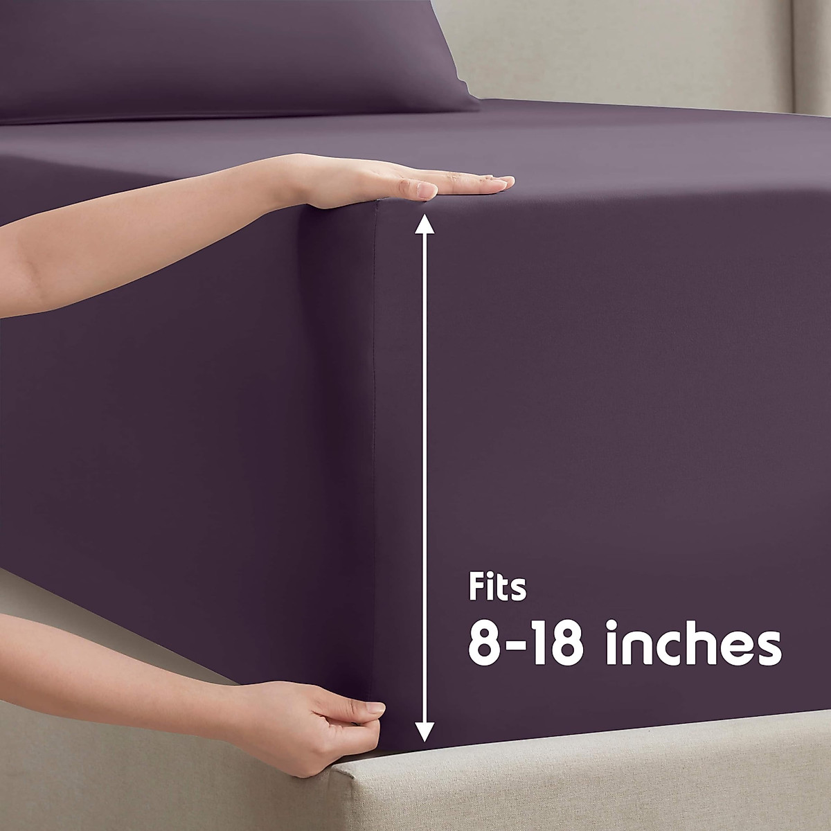 Nestl RV Short Queen Sheet Set - 4 Piece Bed Sheets for Short Queen Size Bed, Deep Pocket, Hotel Luxury, Extra Soft, Breathable and Cooling, Purple