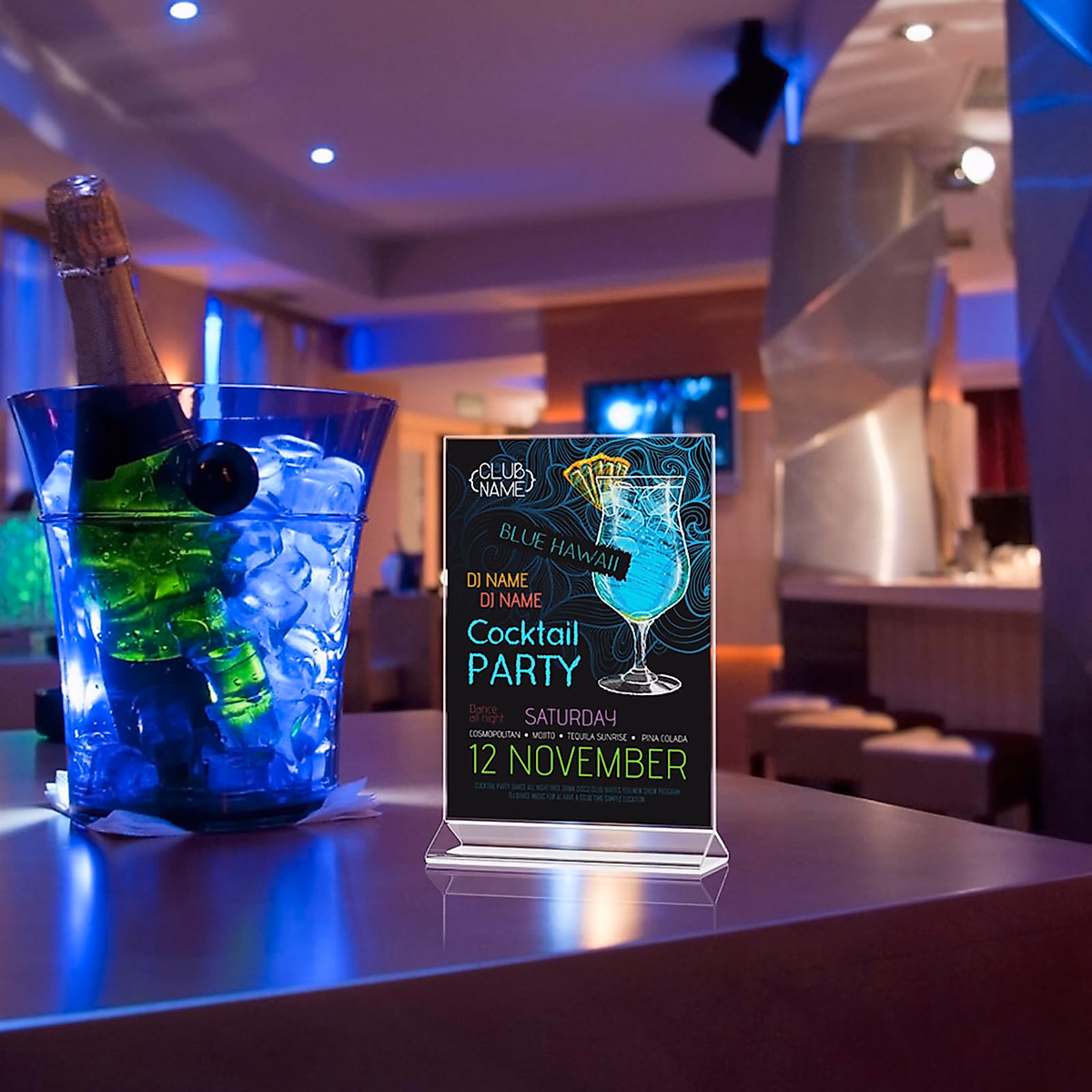 MaxGear Acrylic Sign Holder-Table Card Display-4 X 6 inches Clear Sign Display Holder-Plastic Table Menu Stand -Double Sided Ad Picture Frame for Office, Home, Store, Restaurant, 6 Pack