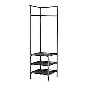 LUKEO Corner Coat Rack Multi-function Floor Standing Clothes Hanger Racks Removable Metal Clothing Storage Shelf